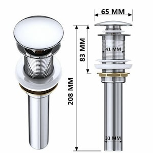 Unslotted Easy Clean Bathroom Basin Click Clack Waste Pop up Push ...