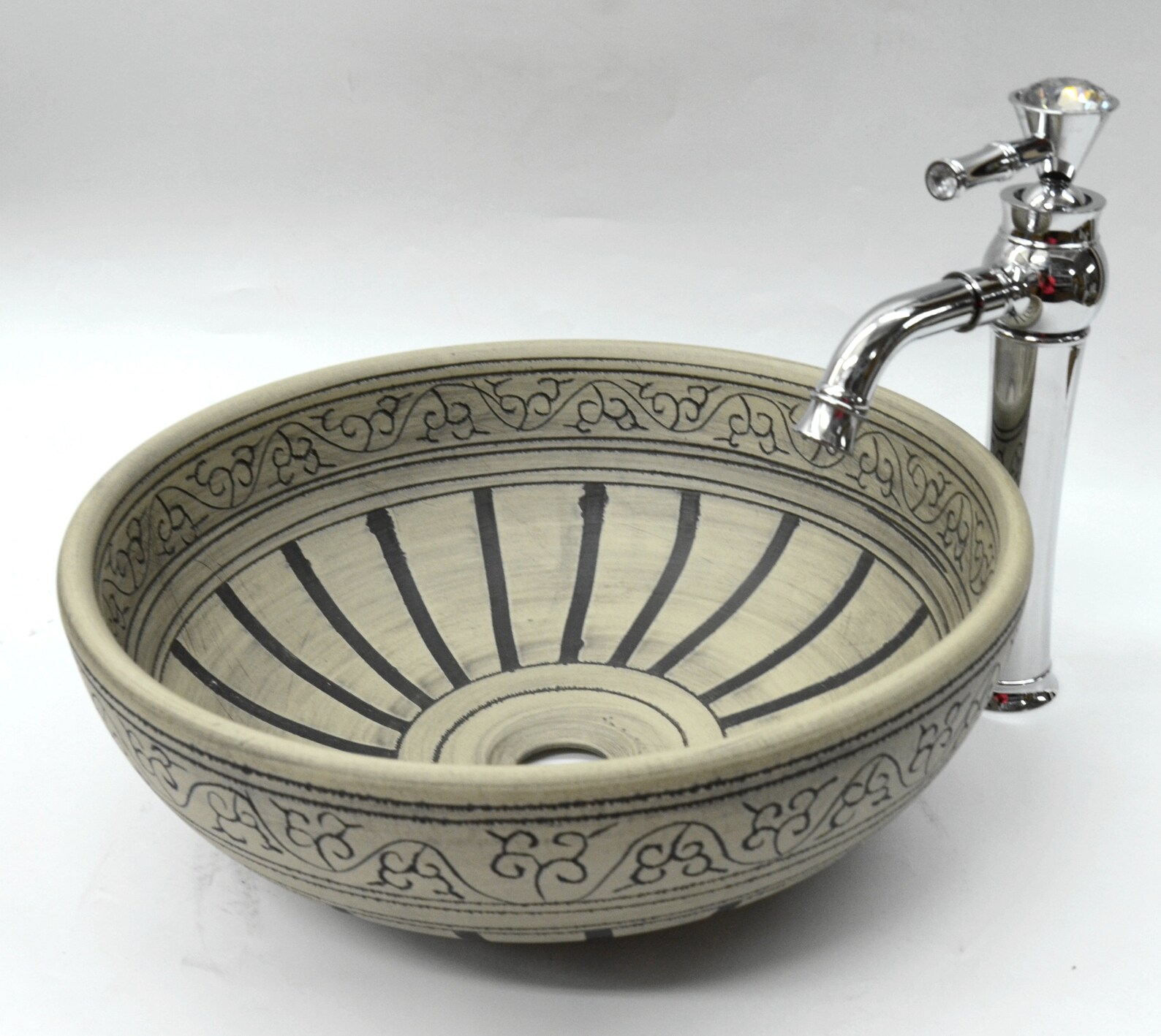 Vintage Floral Pattern Handmade Engraved Pottery Style Round - Etsy UK