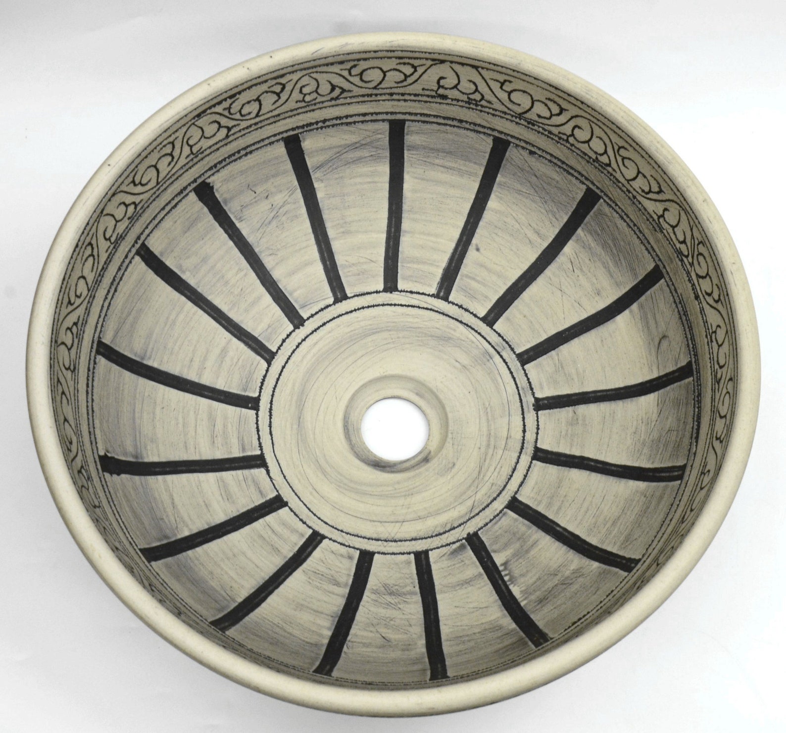 Vintage Floral Pattern Handmade Engraved Pottery Style Round - Etsy UK