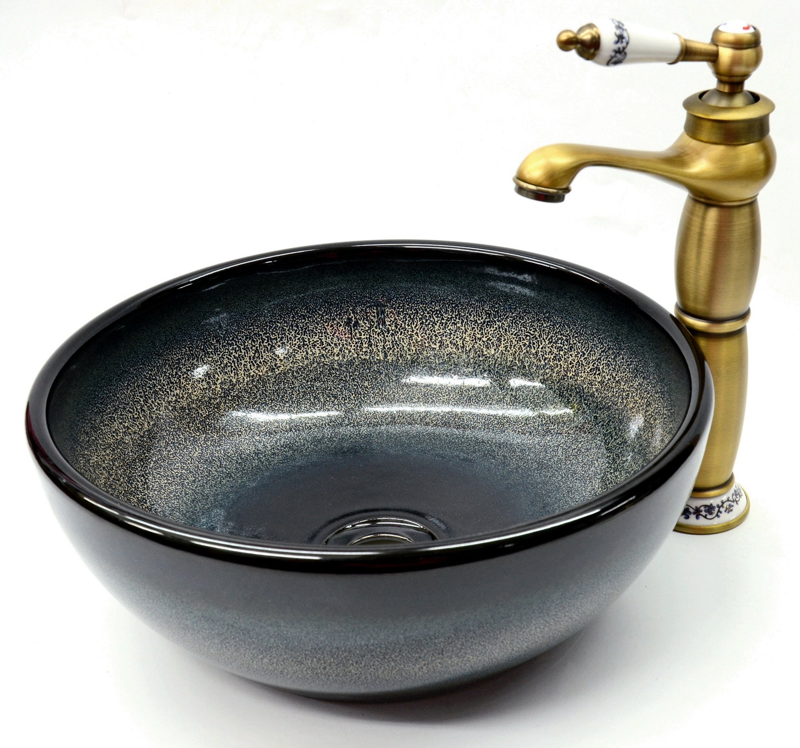 Starry Night Sky Black Blue Crystal Effect Basin Sink Bathroom | Etsy UK