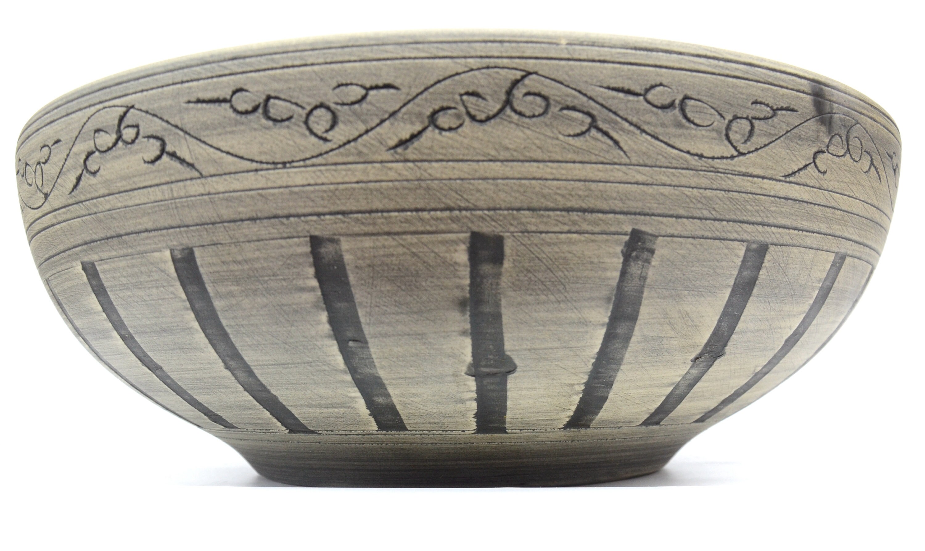 Vintage Floral Pattern Handmade Engraved Pottery Style Round - Etsy UK