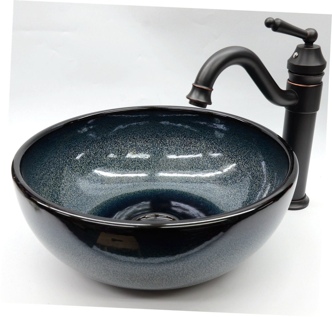 Starry Night Sky Black Blue Crystal Effect Basin Sink Bathroom ...