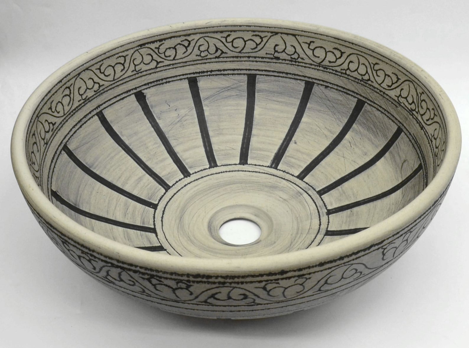 Vintage Floral Pattern Handmade Engraved Pottery Style Round - Etsy UK