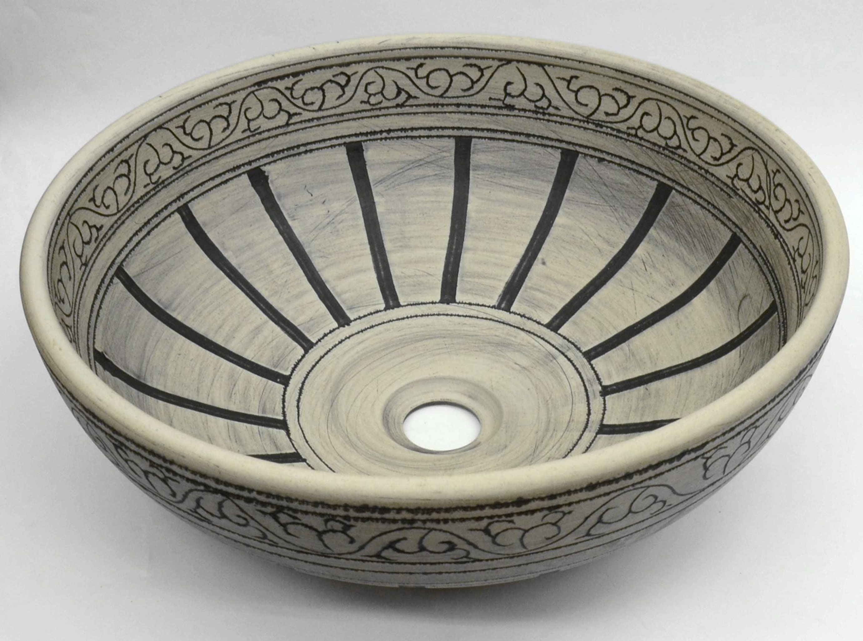 Vintage Floral Pattern Handmade Engraved Pottery Style Round - Etsy UK