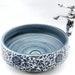 Vintage Floral Patterned Basin Sink Handmade Round Bathroom Vessel Blue ...