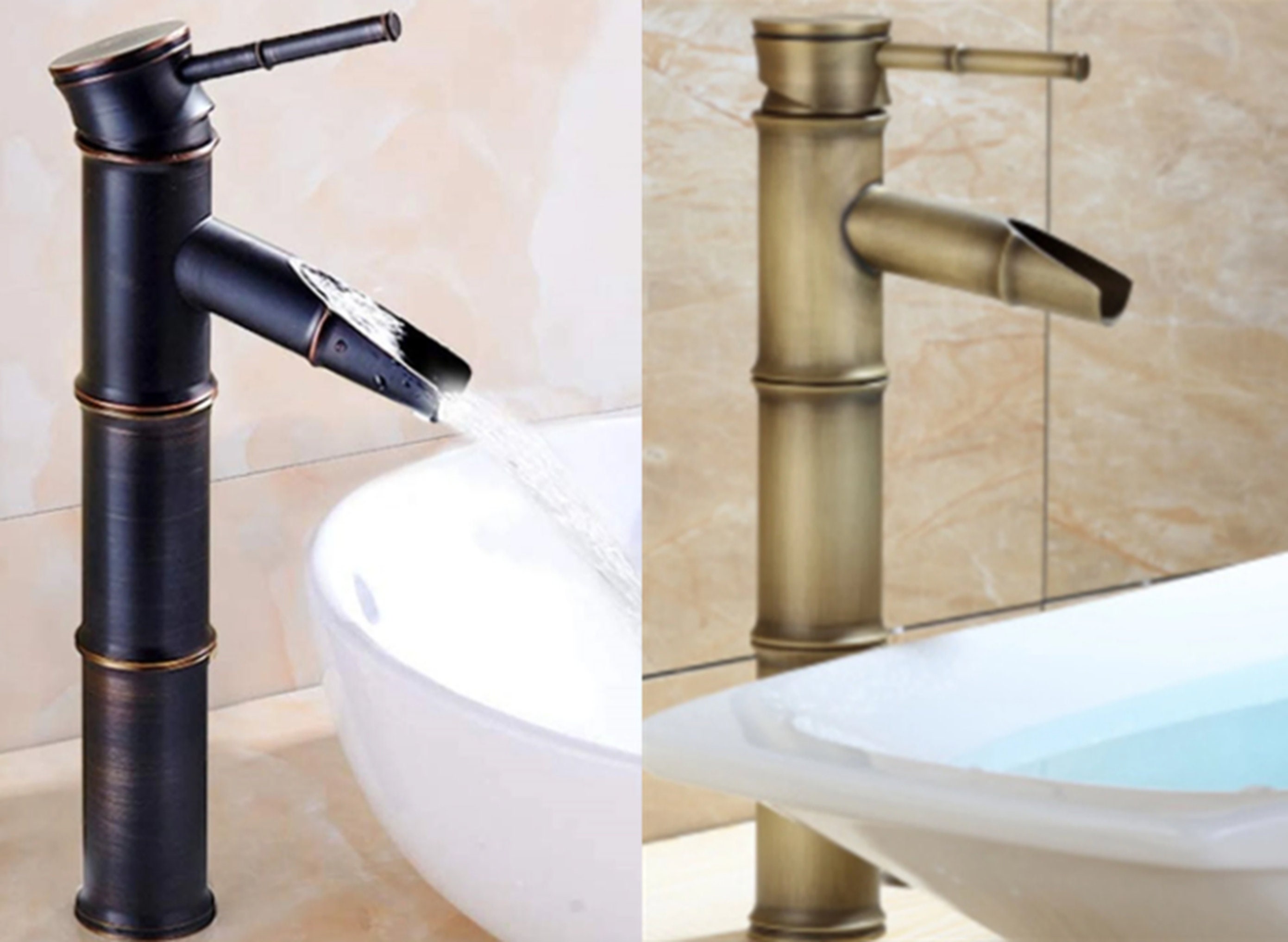 Tall Bamboo Mixer Tap Faucet Waterfall Antique Black Brass - Etsy UK