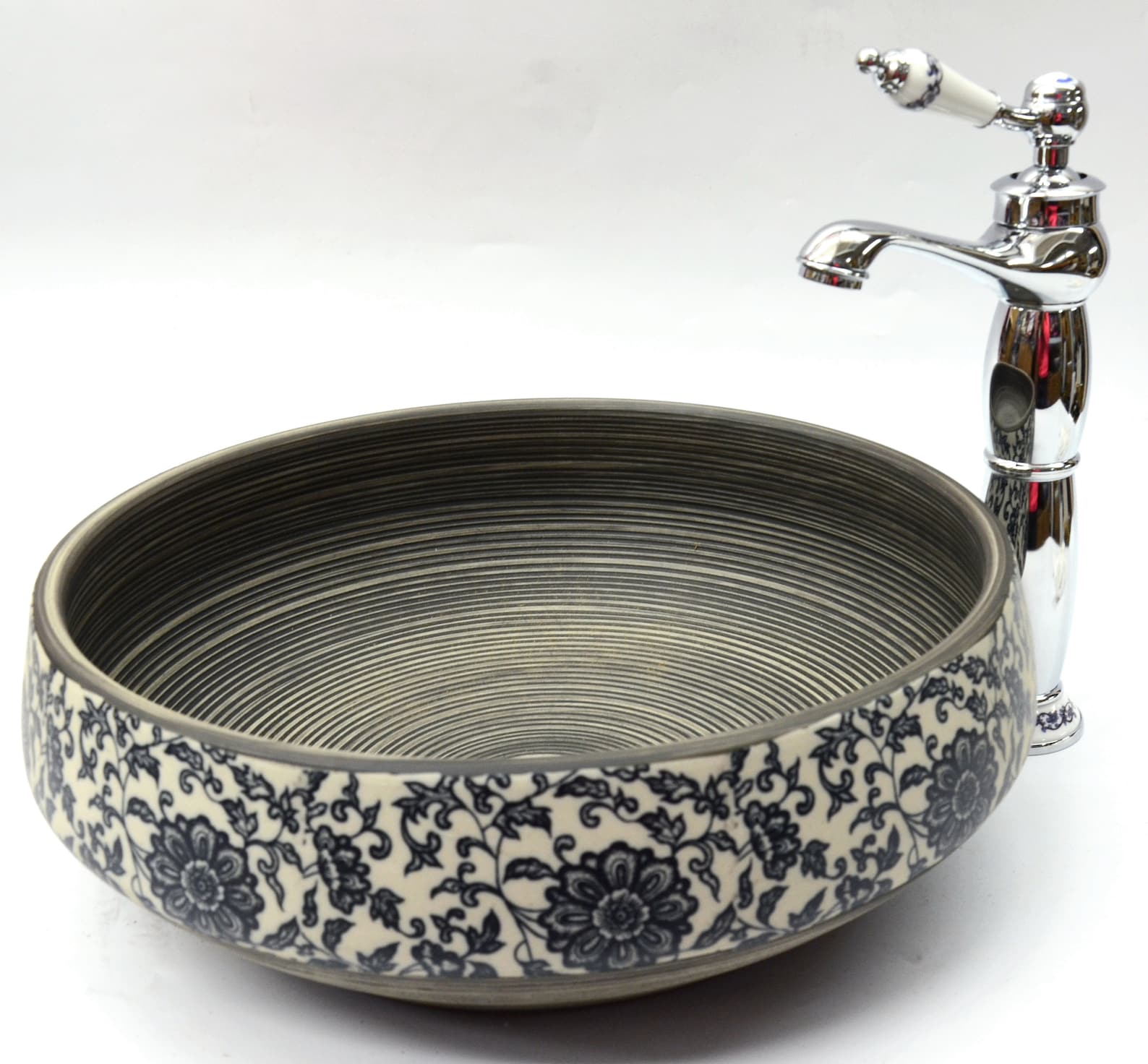 Vintage Floral Patterned Basin Sink Handmade Round Bathroom - Etsy UK