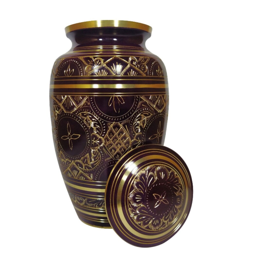 Engraved Cremation Urn Funeral Burial Jar for Human and Pet Ashes Brown ...