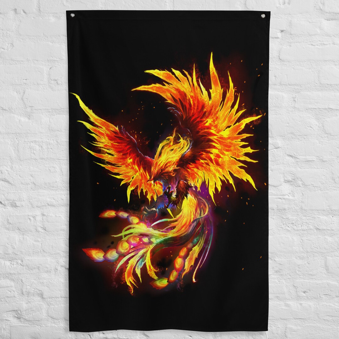 Rising Phoenix Flag Rebirth Resurrection Bird Rise From Ashes Art ...