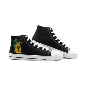 Rasta Lion Sneakers, Rastafari Shoes, Jamaica Reggae Colors, Unisex ...