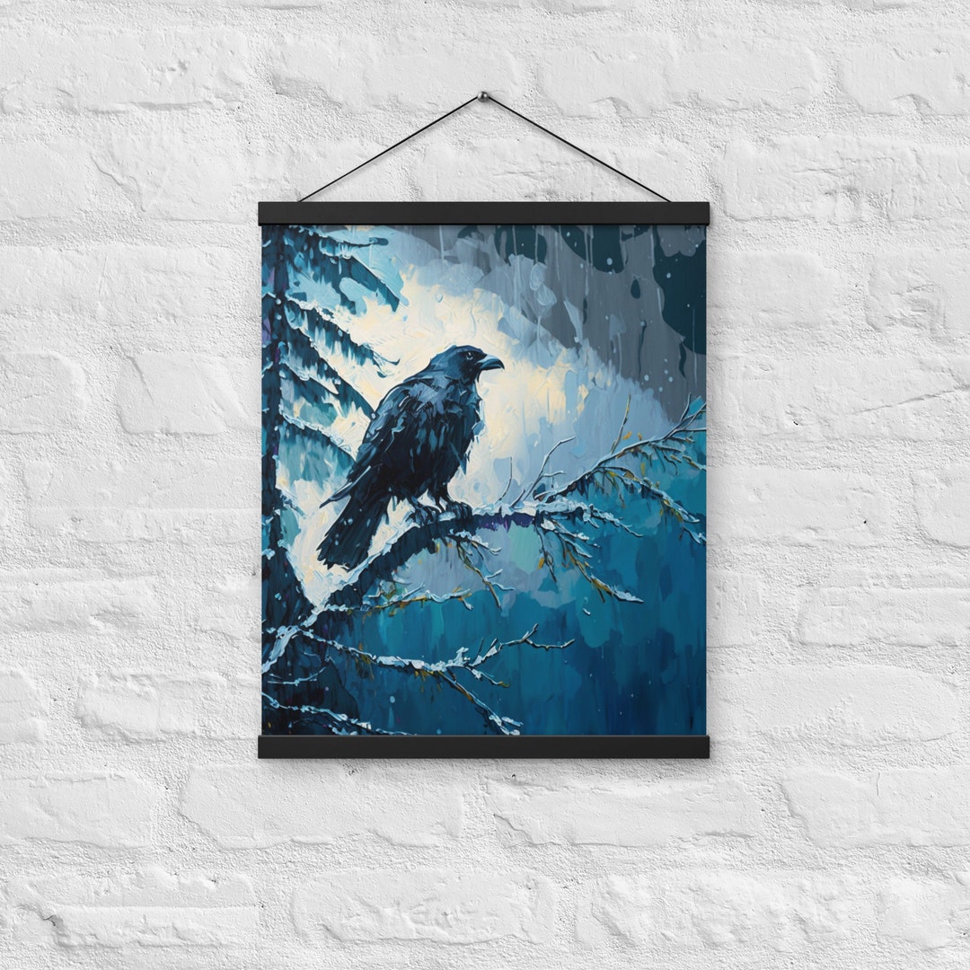 Norse Raven Poster With Hangers, Raven Art Print, Raven Wall Art, Crow ...