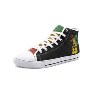 Rasta Lion Sneakers, Rastafari Shoes, Jamaica Reggae Colors, Unisex ...