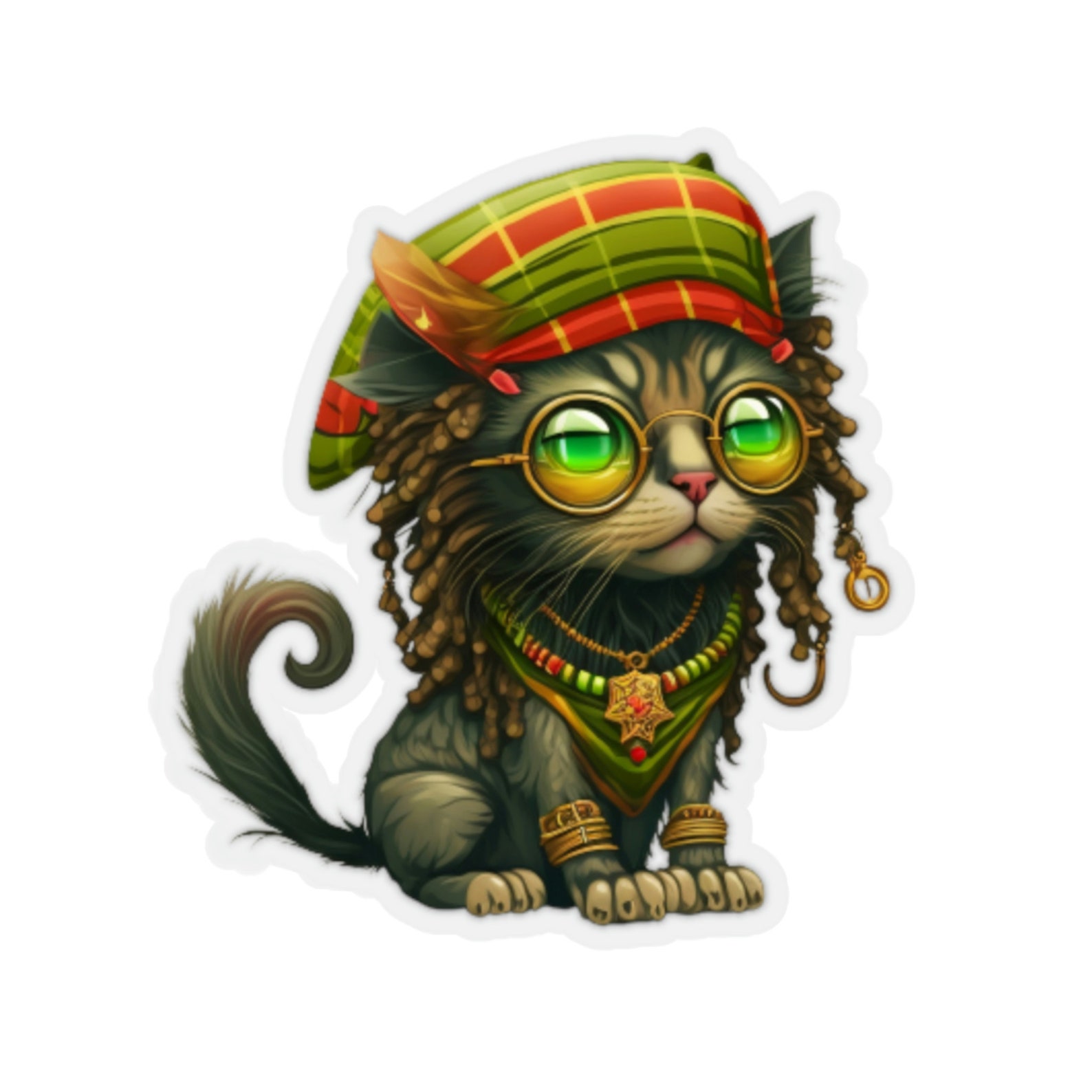 Rastafari Sticker, Rasta Cat, Funny Stylish Rasta Colors Reggae Vibes ...