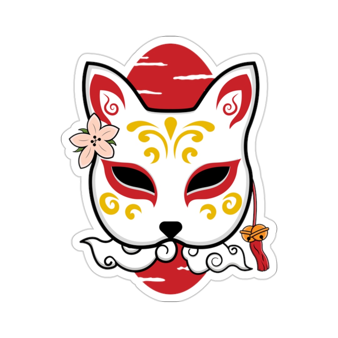Kitsune Mask Vinyl Sticker, Japanese Anime Kitsune Kiss-cut Stickers - Etsy