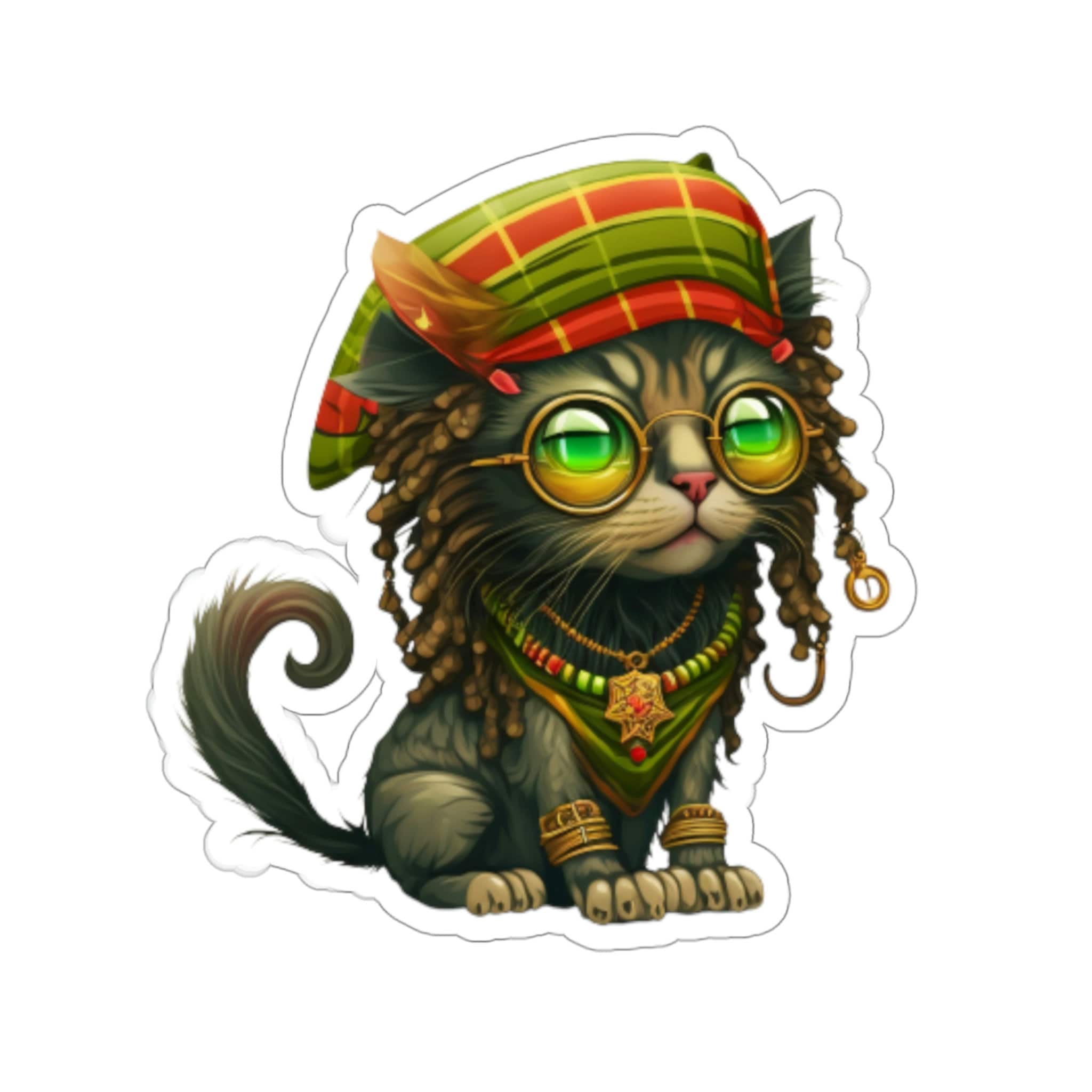 Rastafari Sticker, Rasta Cat, Funny Stylish Rasta Colors Reggae Vibes ...
