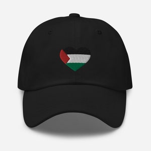 Palestine Dad Hat, Palestinian Flag Heart, Embroidered High Quality Hat ...