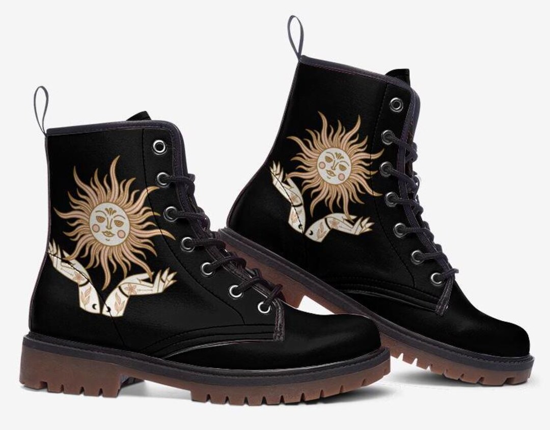 Celestial Mystical Cosmic Boots, Combat Boots, Vegan Leather ...