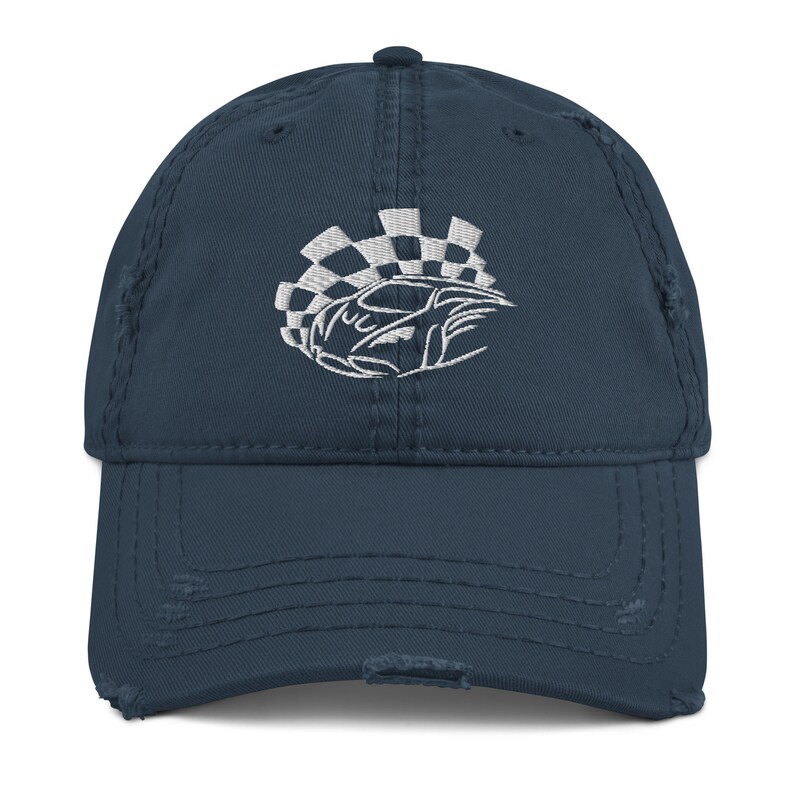 Racing Car Hat, Embroidered Race Flag & Car for Mechanic Sports Lover ...