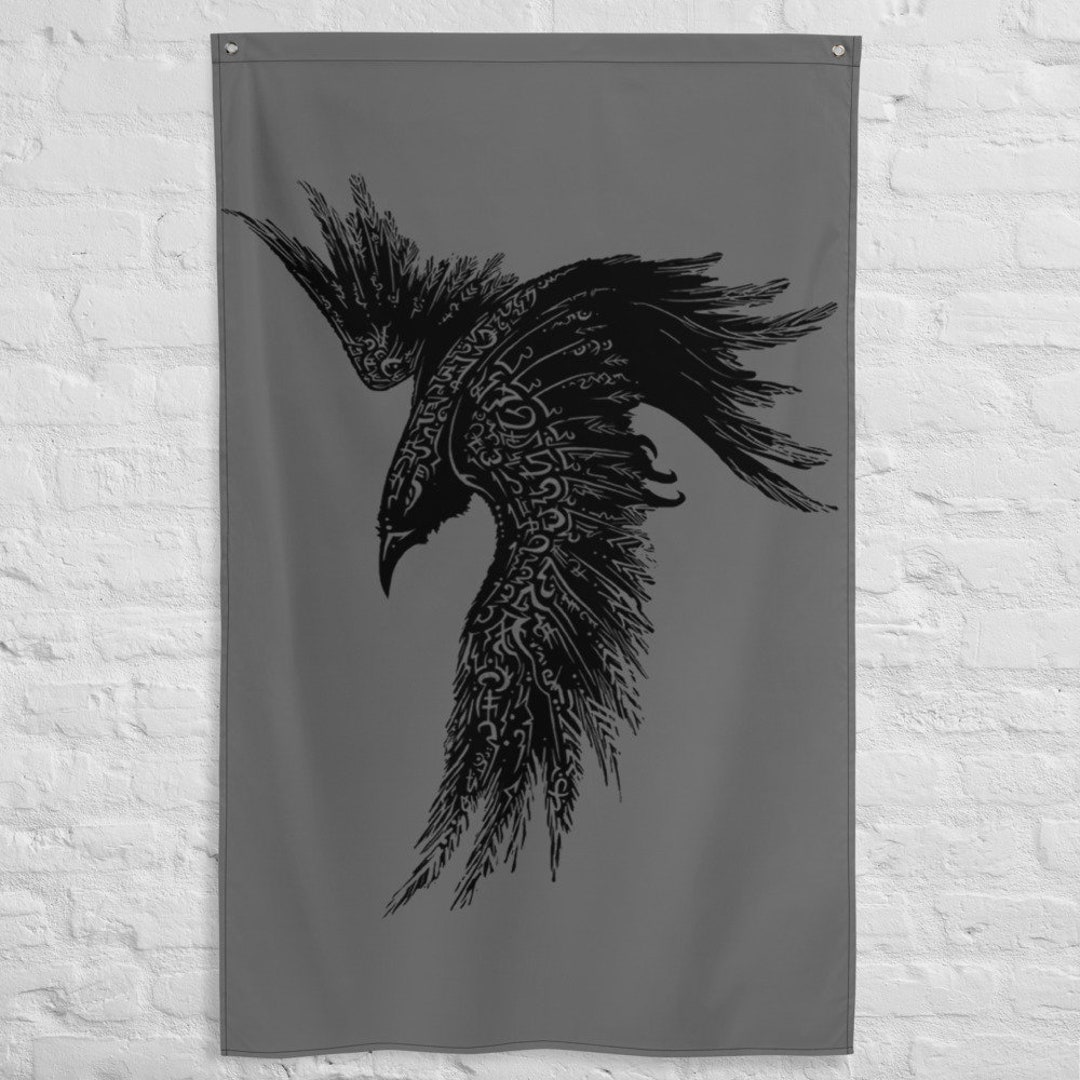 Viking Raven Flag Norse Mythology Decoration Vikings Deco Crow 34.5" X ...