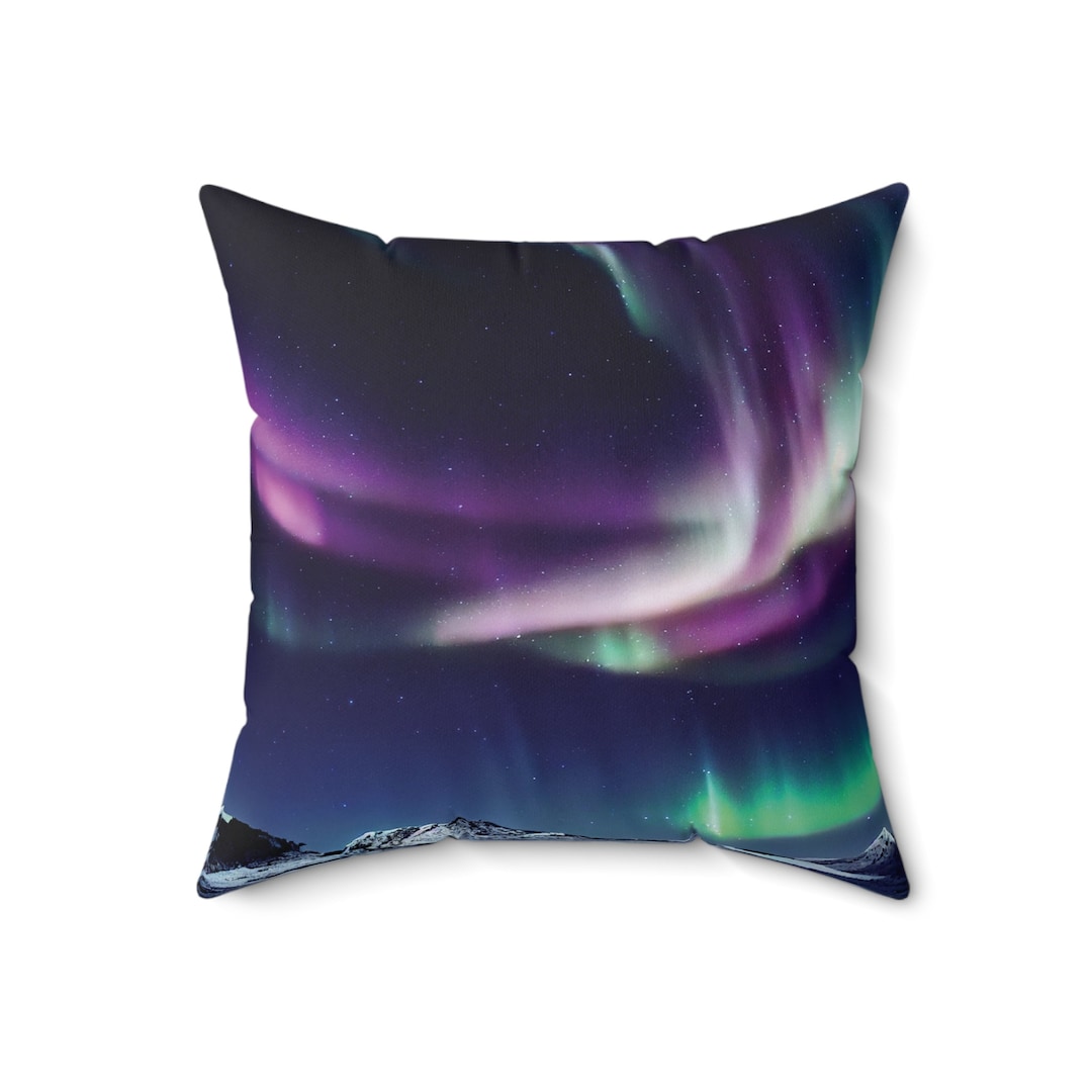 Aurora Borealis Pillow, Northern Lights Pillow, Ice Mountin, Snow Mount ...