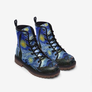 The Starry Night Boots, Women's Boots, Vegan Leather Boots, Combat ...