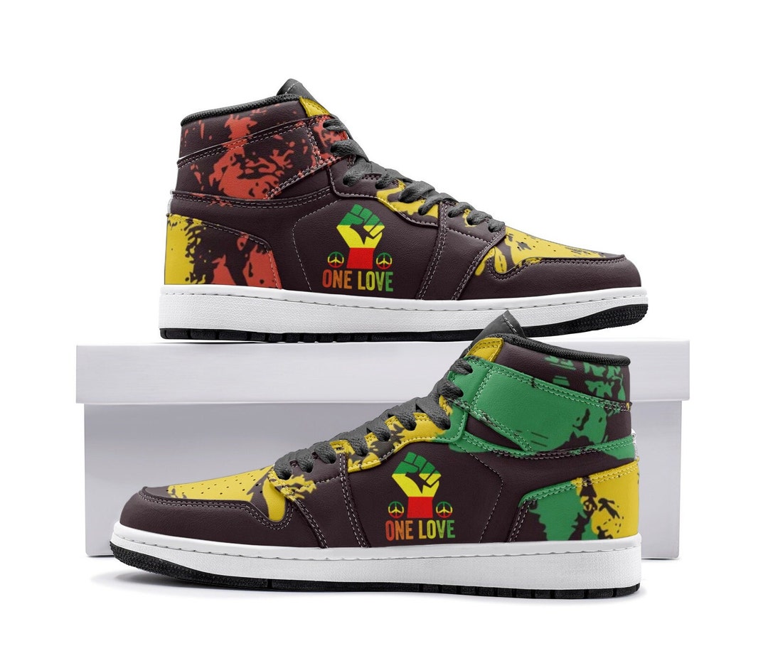One Love Sneakers, Rasta Sneakers, Reggae, Jamaica, Unique Unisex ...