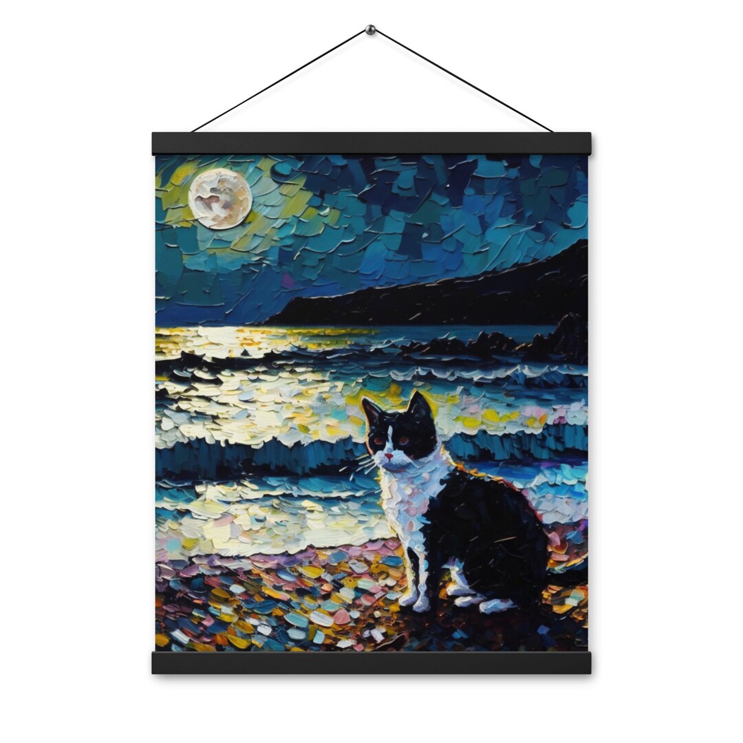 Cute Tuxedo Cat Poster With Hangers, Tuxedo Cat Wall Art, Cat Decor ...