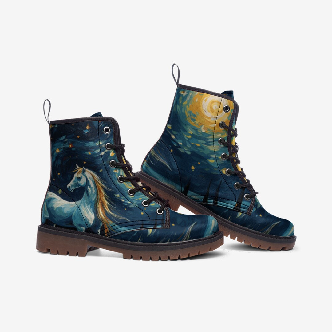 Starry Night Boots, Cute Horse, Van Gogh Art, Combat Boots, Vegan ...