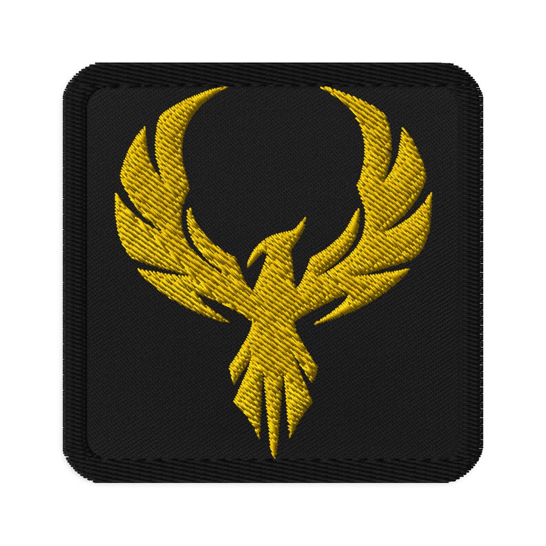 Phoenix Rising Patch, Embroidered Patches - Square 3″×3″, Yellow Thread ...