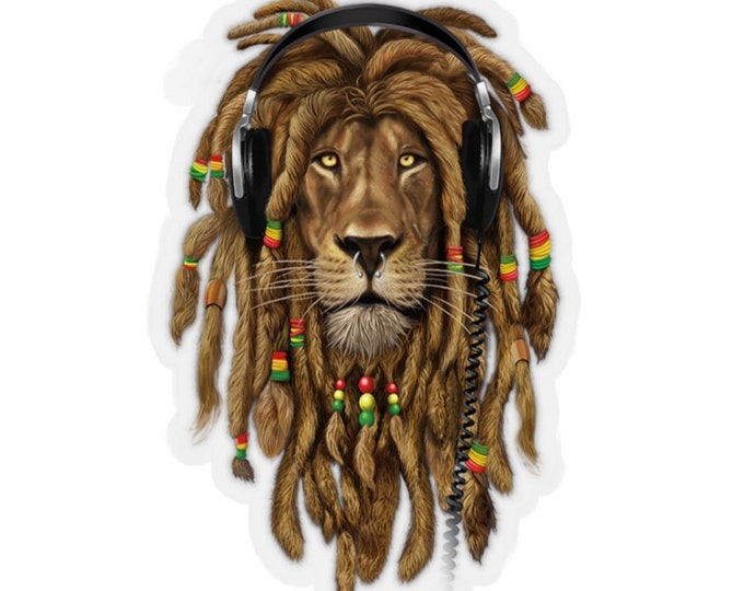 Rastafari Lion Sticker, Rasta Lion Art Dreadlock Rastafari Kiss-cut ...