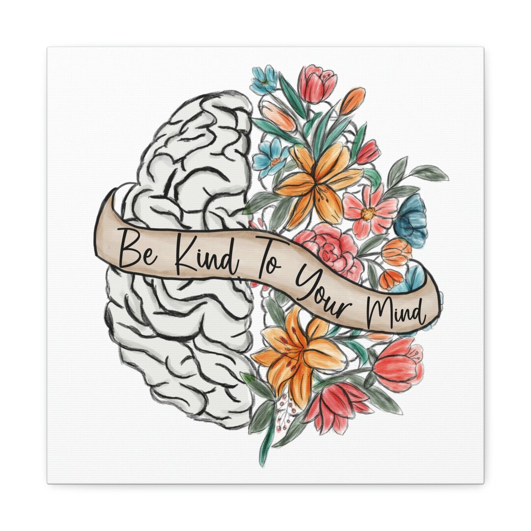 Floral Mental Health Awareness Canvas Print, Ready to Hang (multiple ...