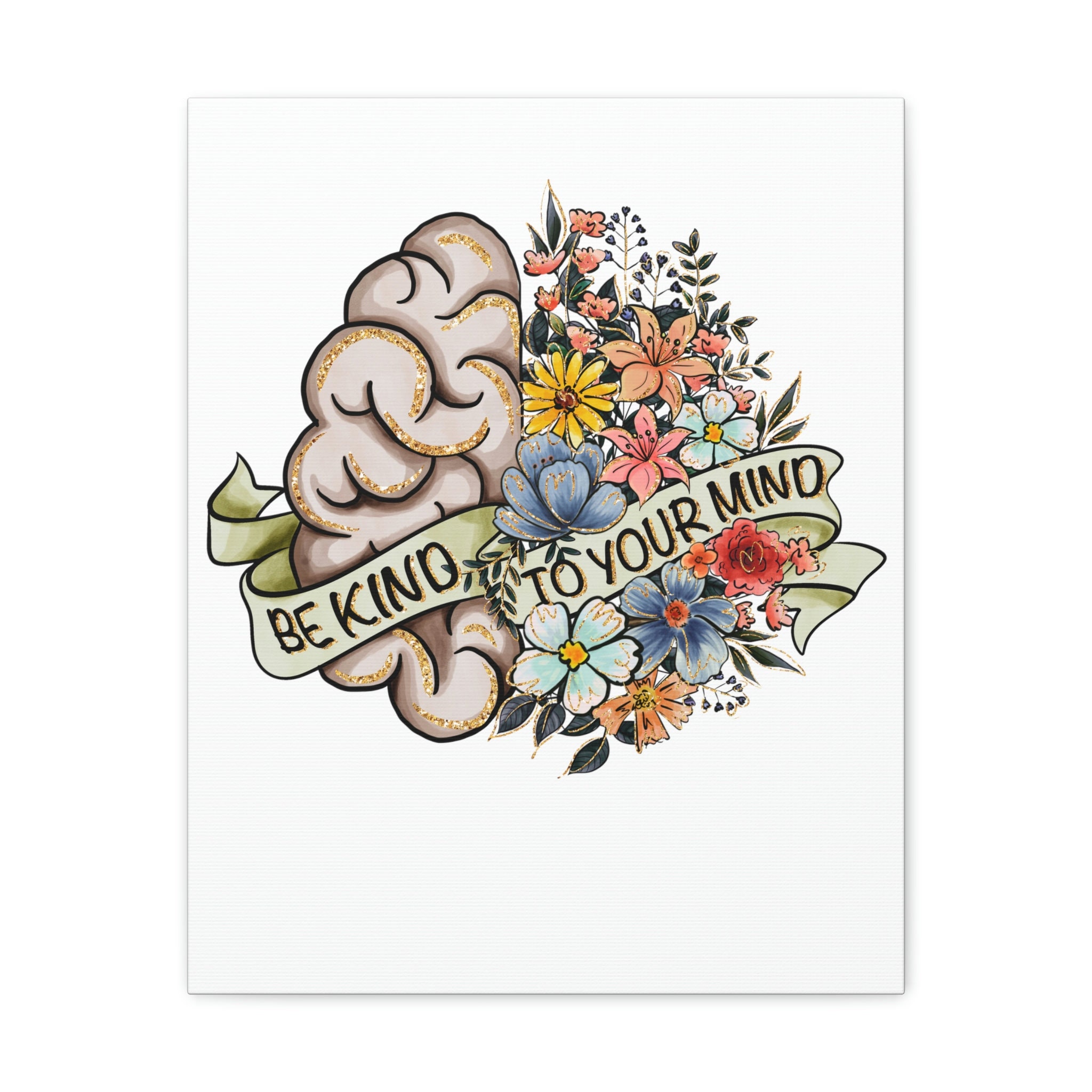 Floral Mental Health Awareness Canvas Print, Ready to Hang (multiple ...