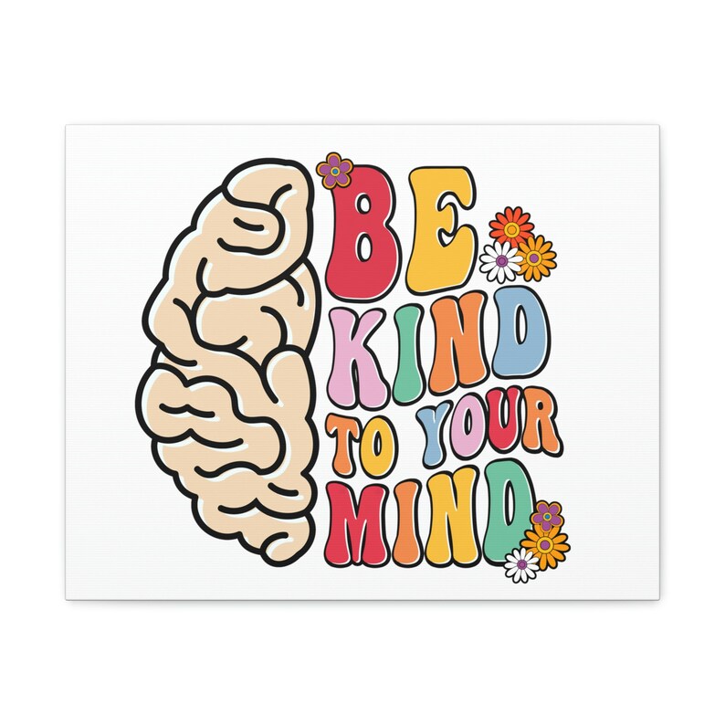 Floral Mental Health Awareness Canvas Print, Ready to Hang (multiple ...