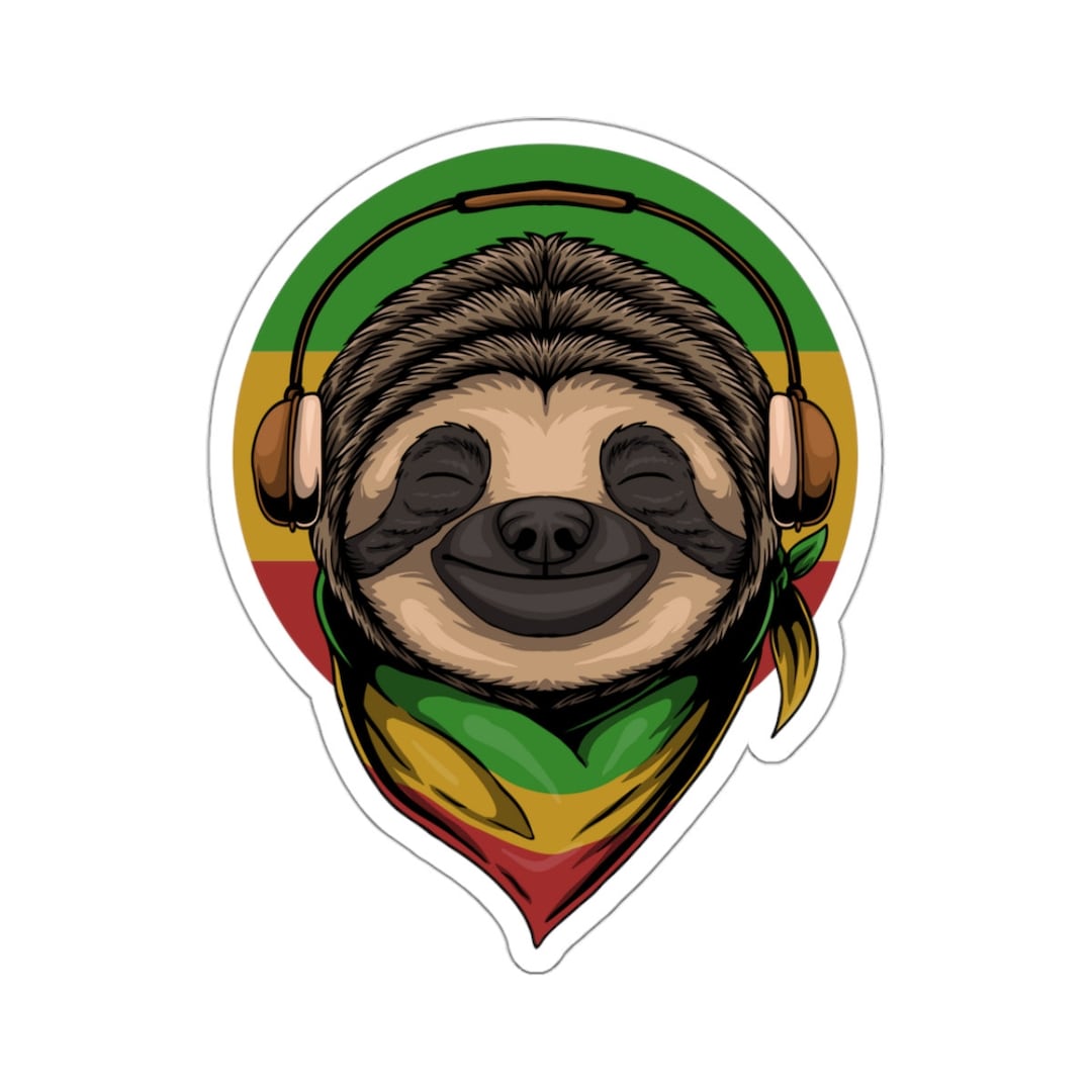 Rastafari Sticker | Funny Rasta Sloth | Reggae Music Style | Peace Love ...
