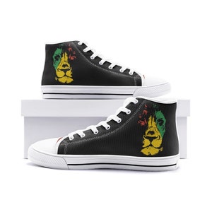 Rasta Lion Sneakers, Rastafari Shoes, Jamaica Reggae Colors, Unisex ...