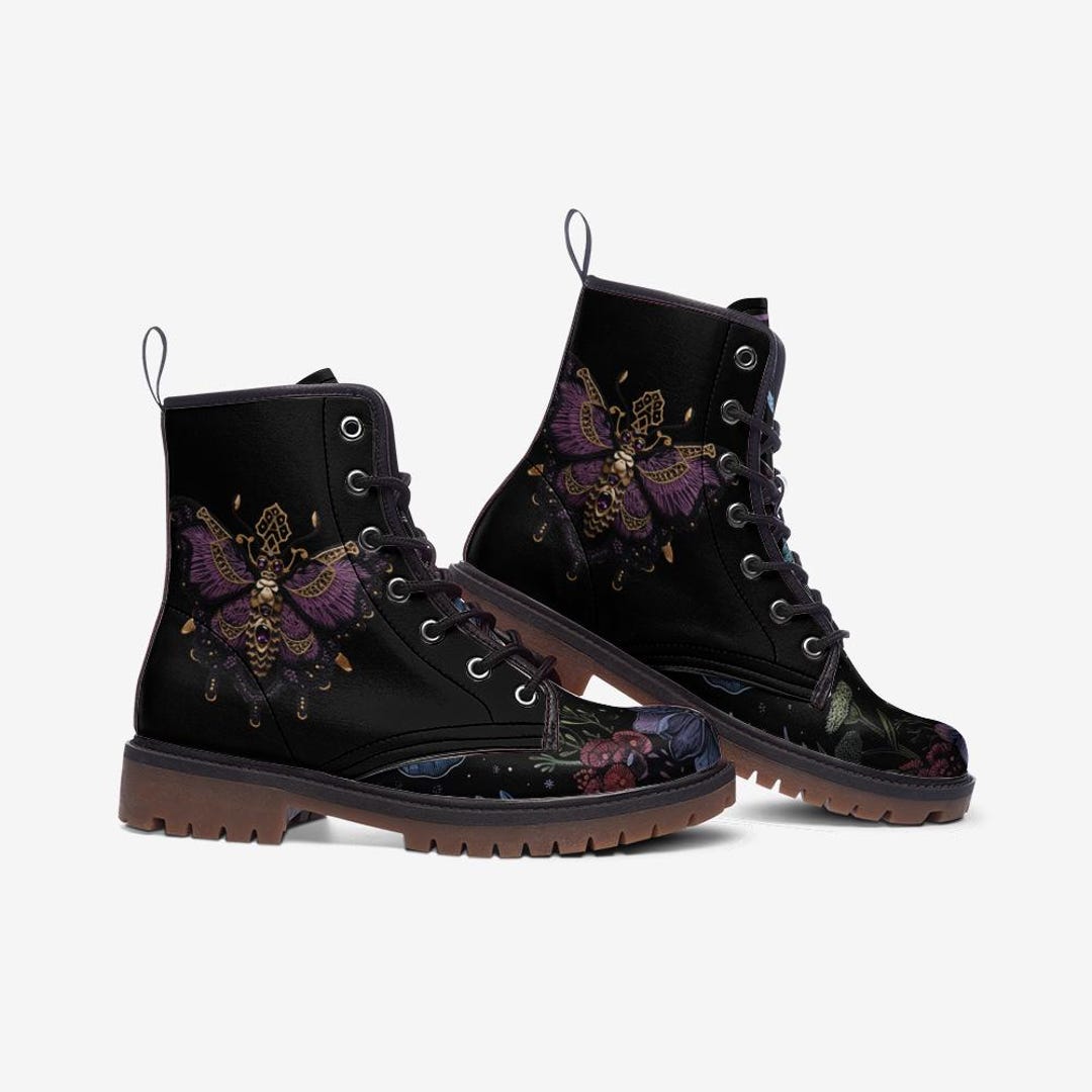 Celestial Moth Boots – Gold Filigree Fantasy Combat Boots, Mystical ...