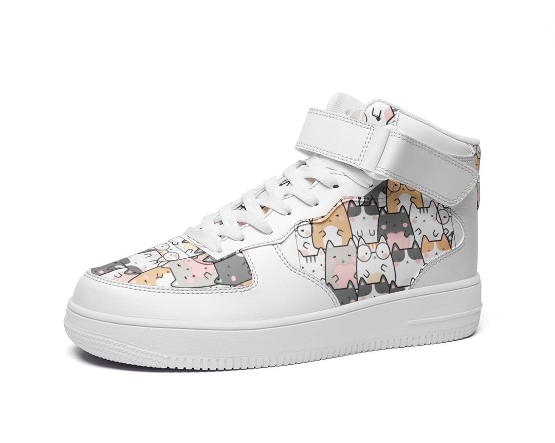 Kawaii Sneakers, Cute Anime Cats, Custom Unique Shoes, Unisex High Top ...