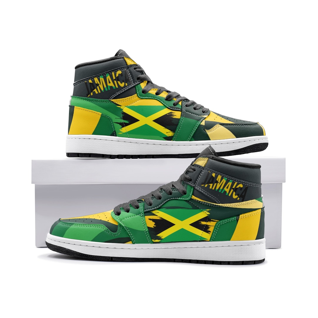 Jamaica Flag High Top Shoes, Rasta Sneakers, Custom Shoes, Jamaican ...