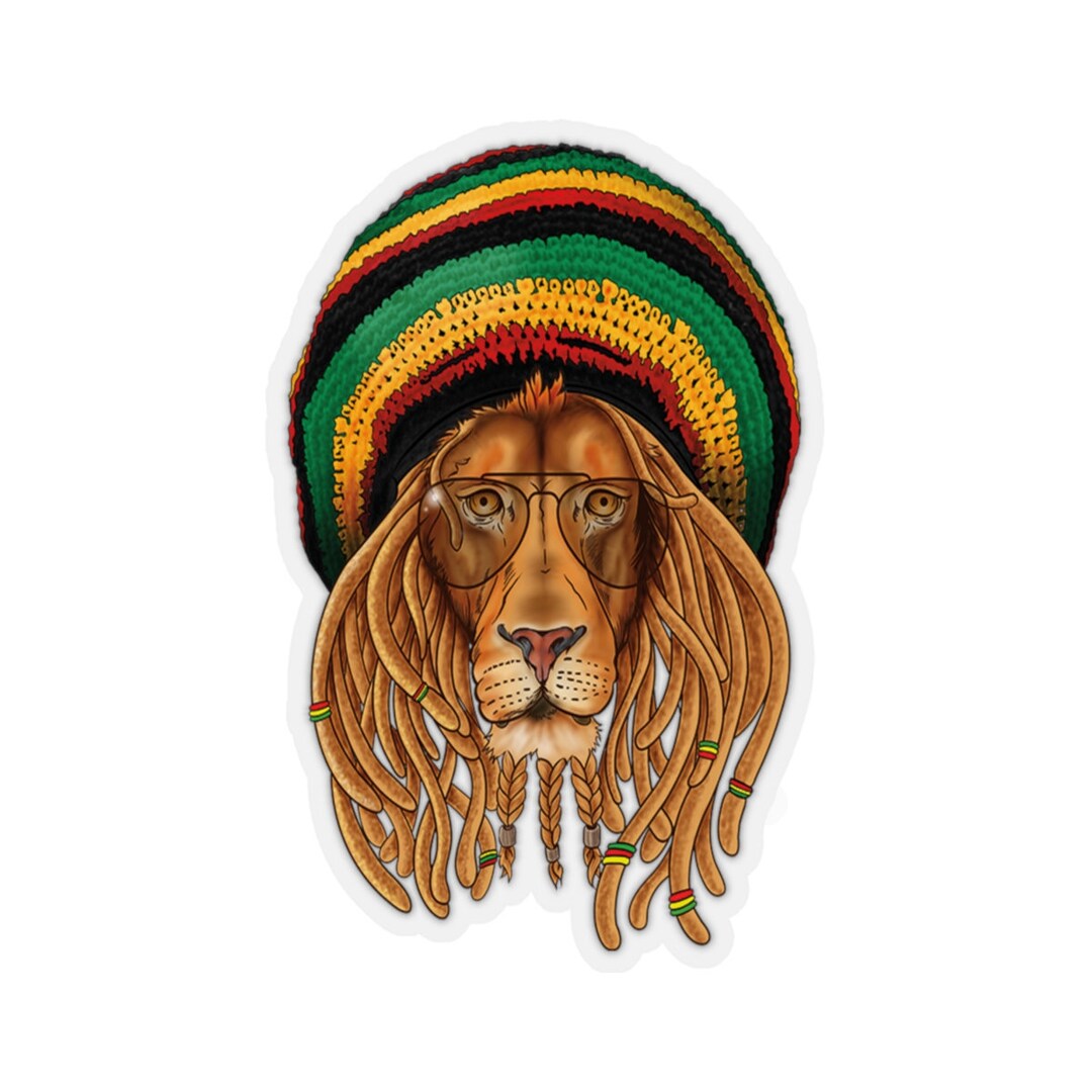 Rastafari Lion Sticker, Marley Lion Art, Dreadlock Rastafari Kiss-cut ...