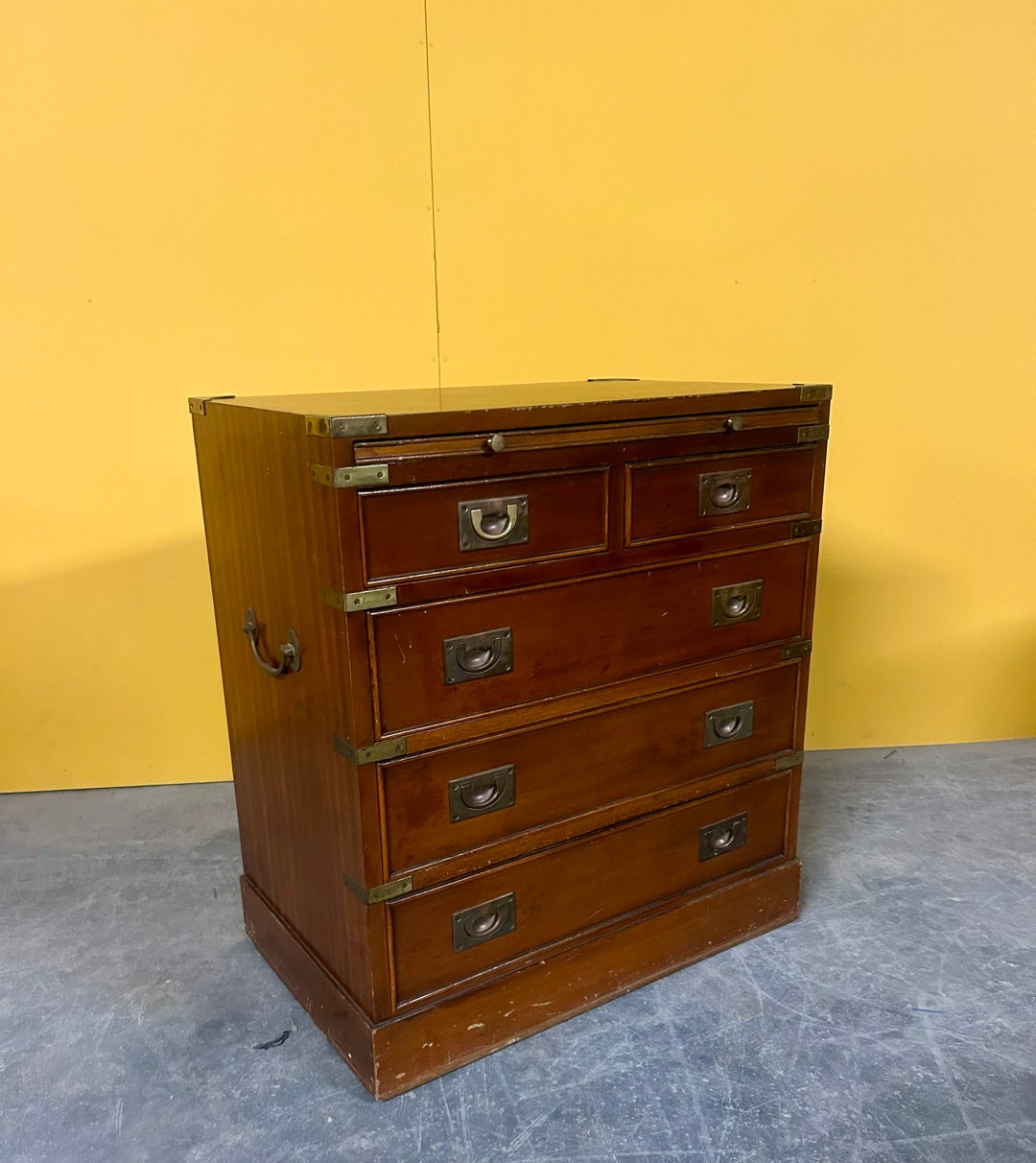 Vintage Yew Wood Burr Military Campaign Chest of Drawers - Etsy