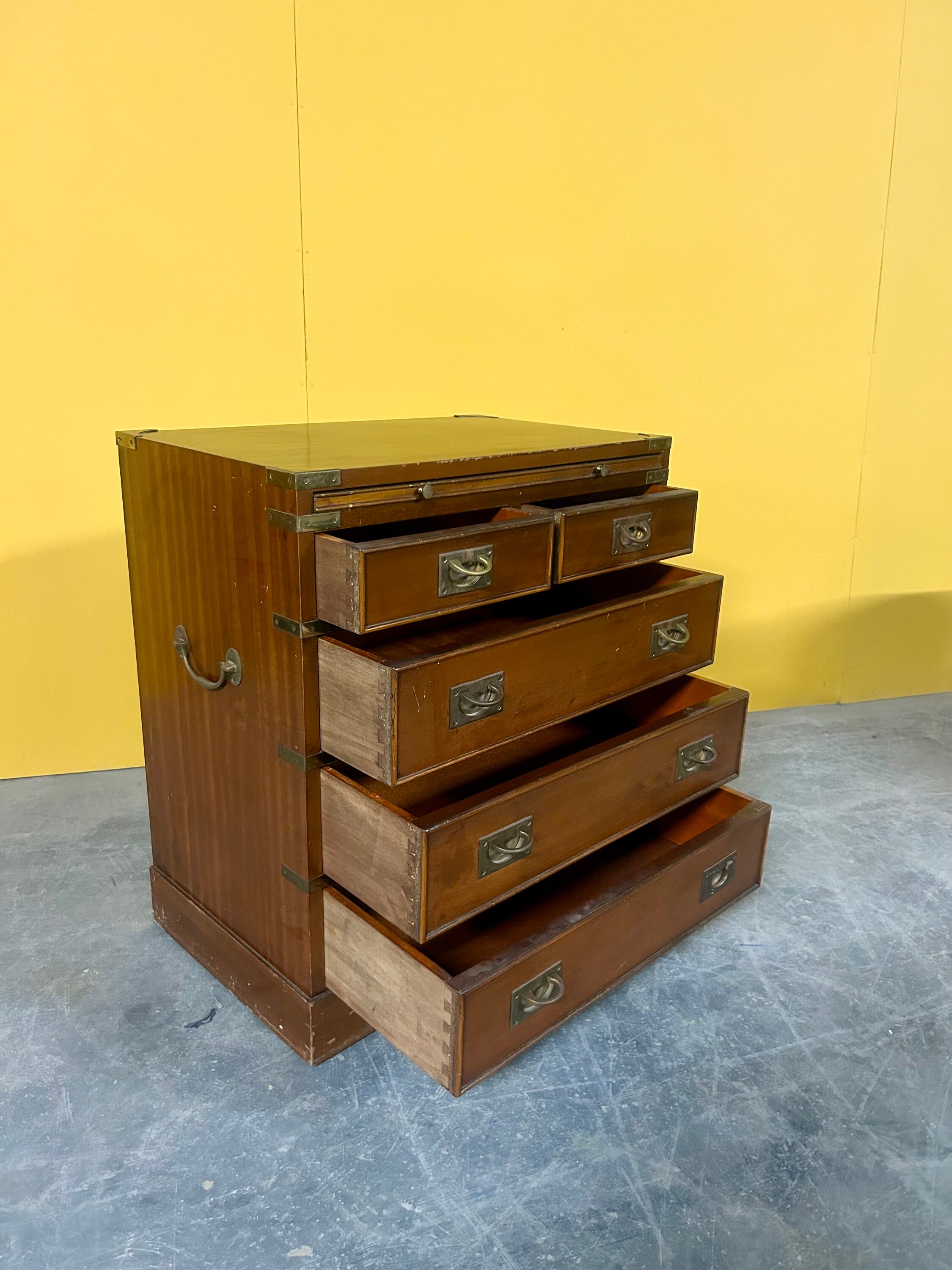 Vintage Yew Wood Burr Military Campaign Chest of Drawers - Etsy