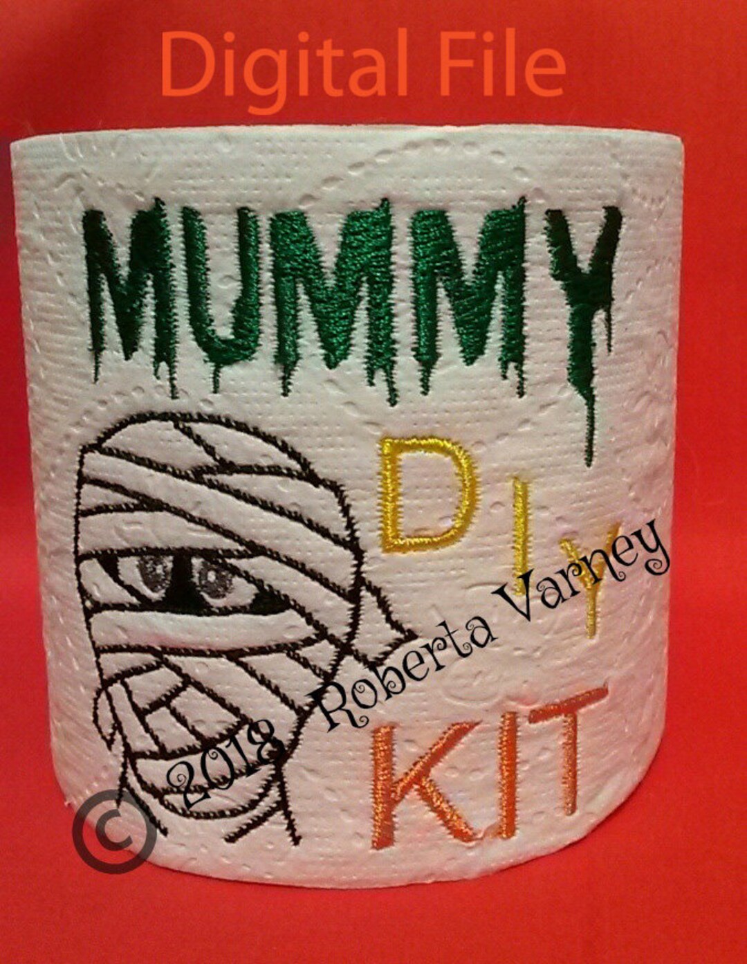 DIGITAL File - Embroidered Mummy Design - Toilet Paper Design ...