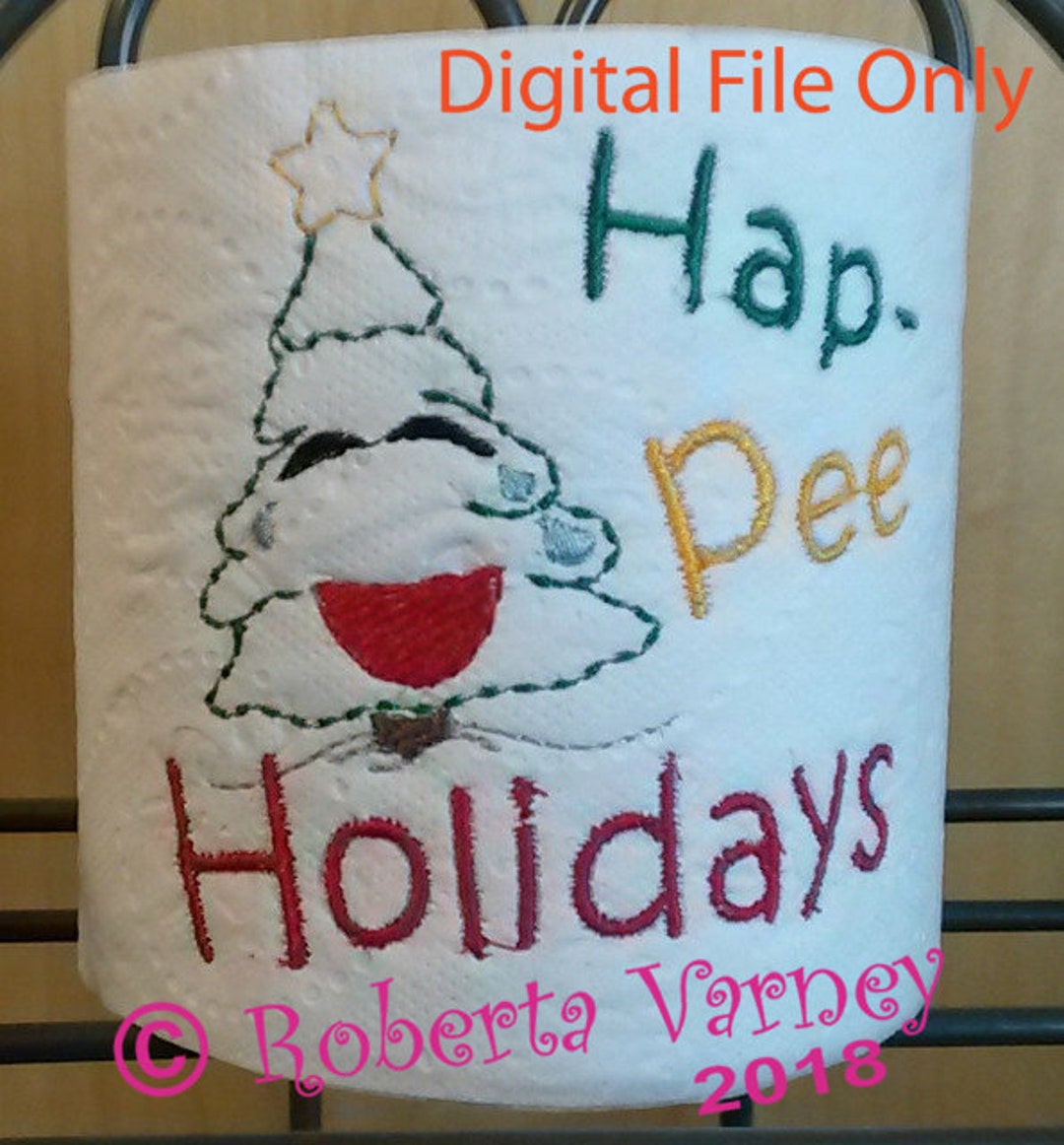 DIGITAL FILE - Embroidered Christmas Tree - Potty Humor - Happy ...