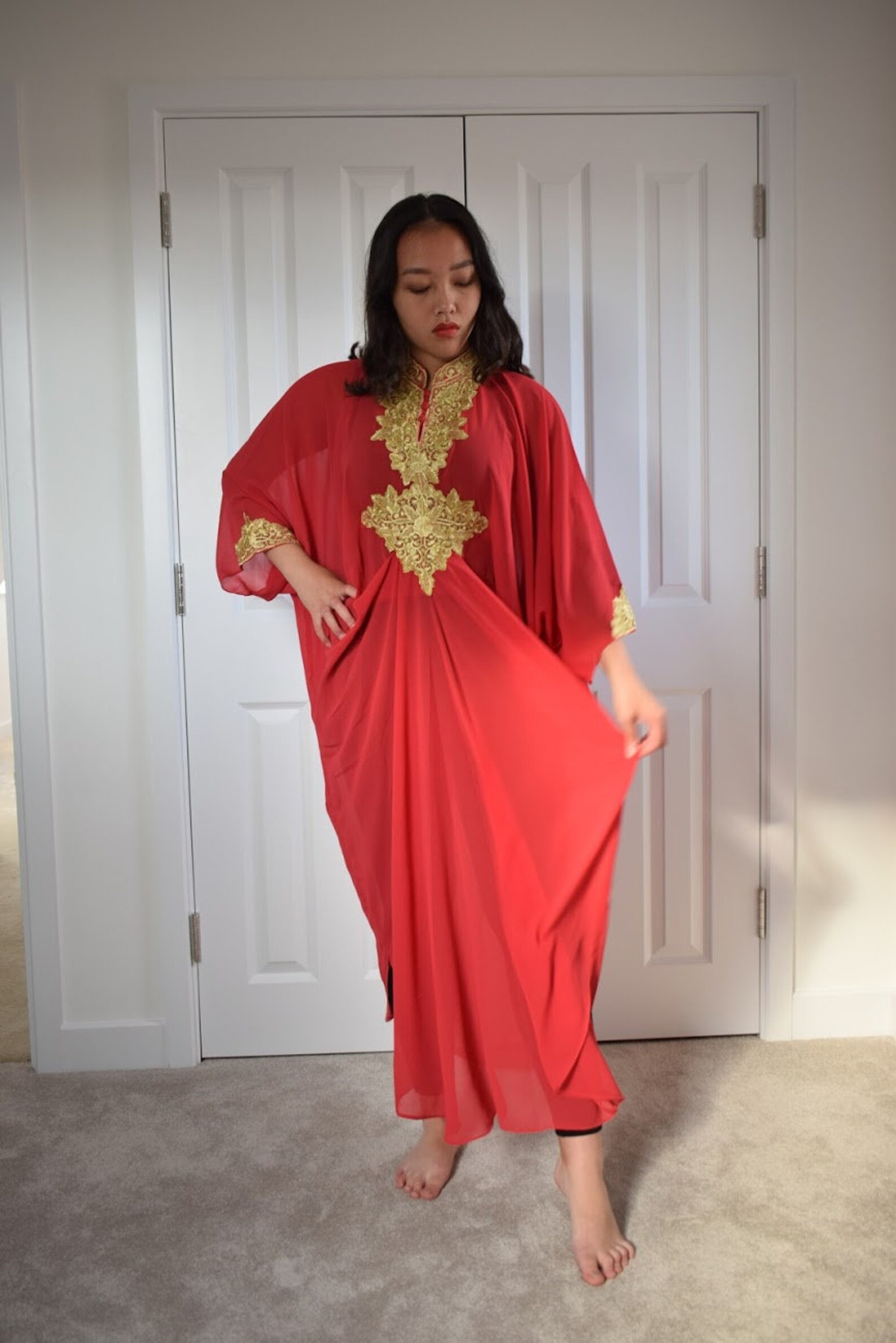 Red Kaftan/ Lace Kaftan / Maxi Dress/ Baby Shower Dress/ Dubai - Etsy