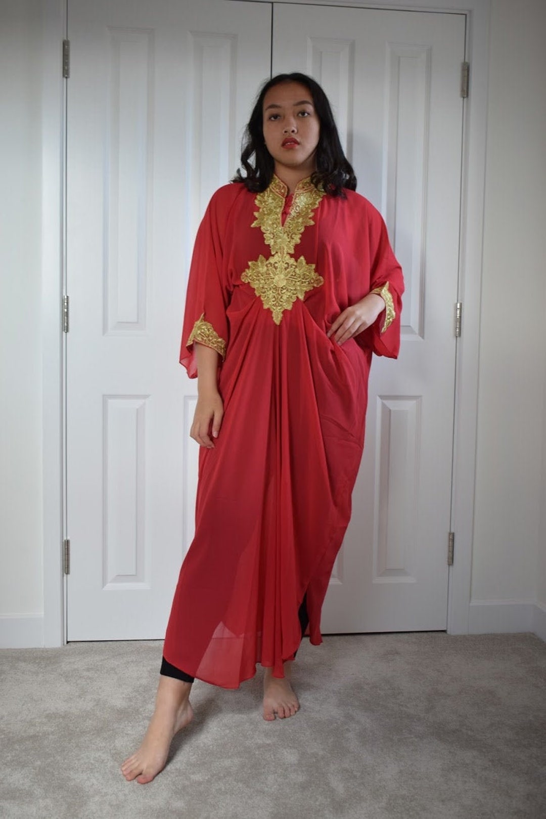 Red Kaftan/ Lace Kaftan / Maxi Dress/ Baby Shower Dress/ Dubai Kaftan ...
