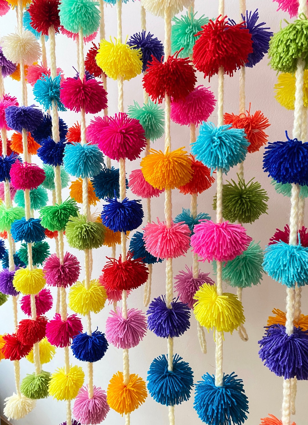 Colorful Pom Pom Garland: Handmade Peruvian Fiesta Decor - Etsy
