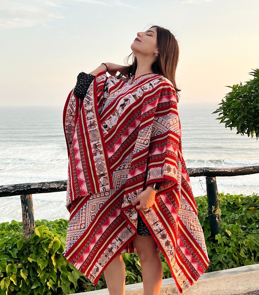 Handmade Alpaca Cape: Geometric Southwestern Peruvian Poncho - Etsy