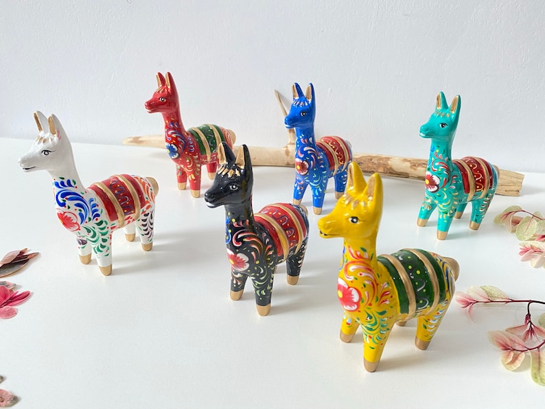Llama Ceramic Colorful Llama Peruvian Gift Peruvian Figure - Etsy