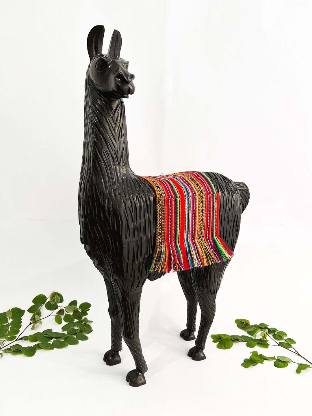 Hand Carved Wood Llama Statue: Peruvian Art Decor (26.4" Tall) - Etsy