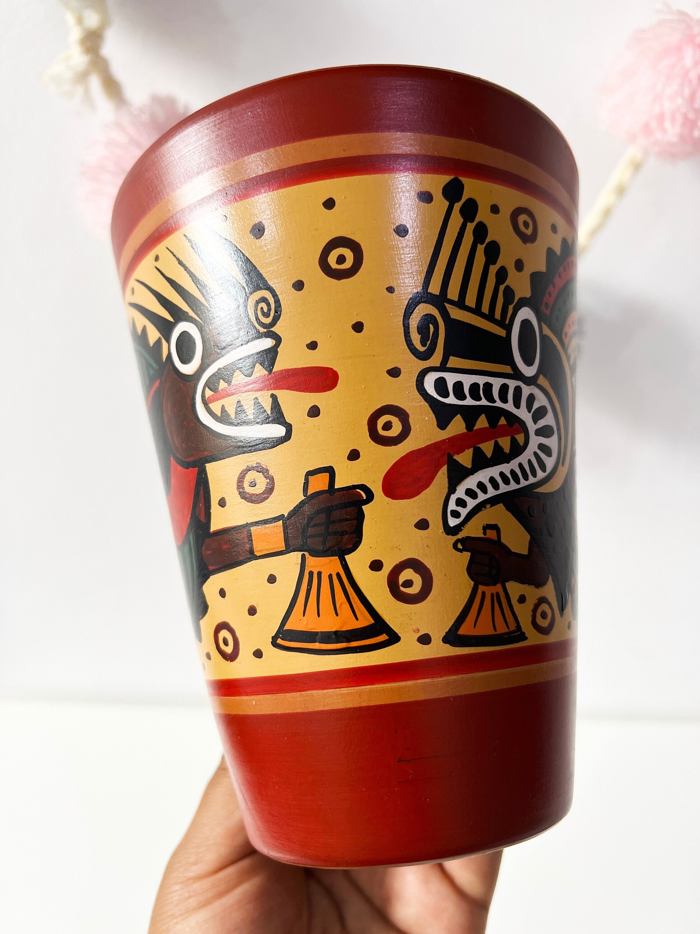 Handmade Peruvian Pottery Vase: Mochica Art, Ancient God Design - Etsy
